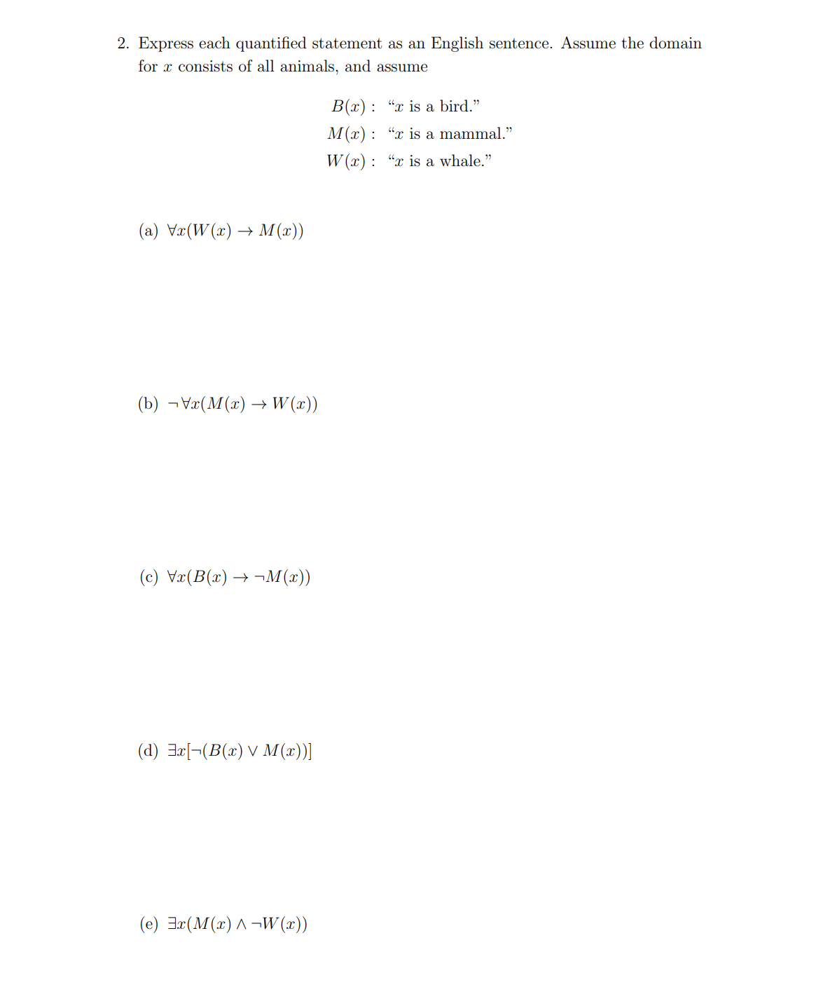 Solved Express each quantified statement as an English | Chegg.com