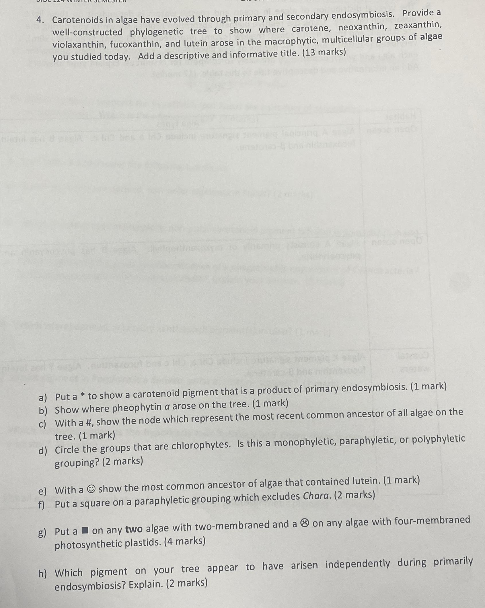 Solved Carotenoids in algae have evolved through primary and | Chegg.com
