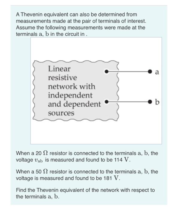 Solved A Thevenin equivalent can also be determined from | Chegg.com