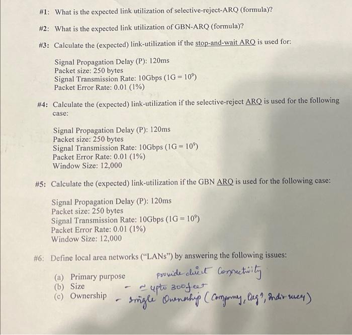 Solved #1: What is the expected link utilization of | Chegg.com