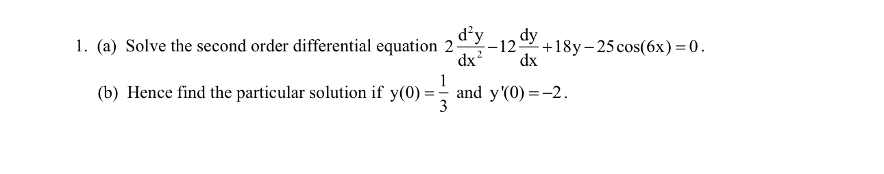 Solved A ﻿solve The Second Order Differential Equation