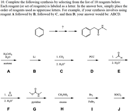 Solved Complete the following synthesis by selecting from | Chegg.com