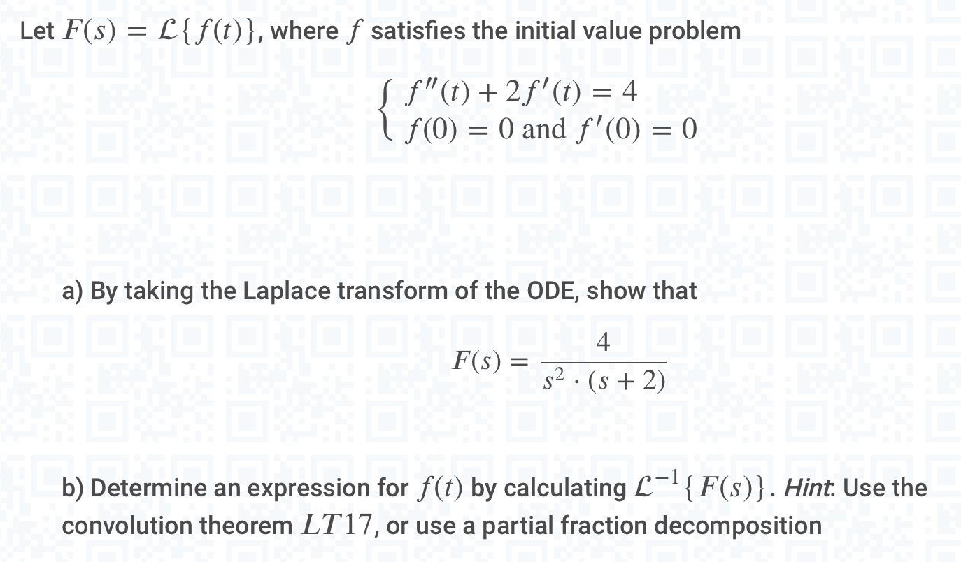 Solved Let F(s)=L{f(t)}, ﻿where f ﻿satisfies the initial | Chegg.com