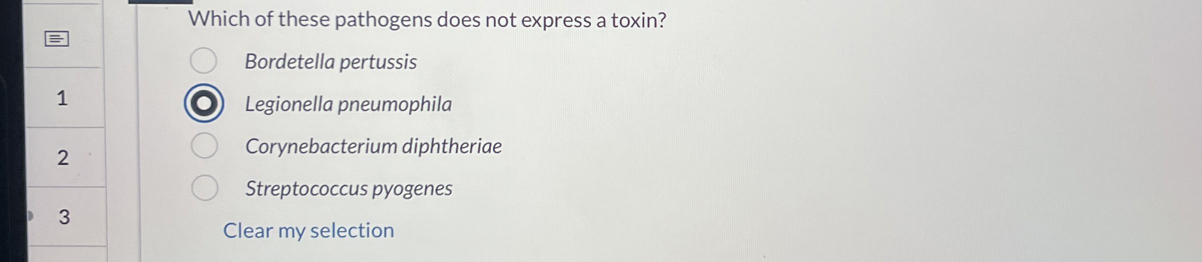 Solved Which of these pathogens does not express a | Chegg.com