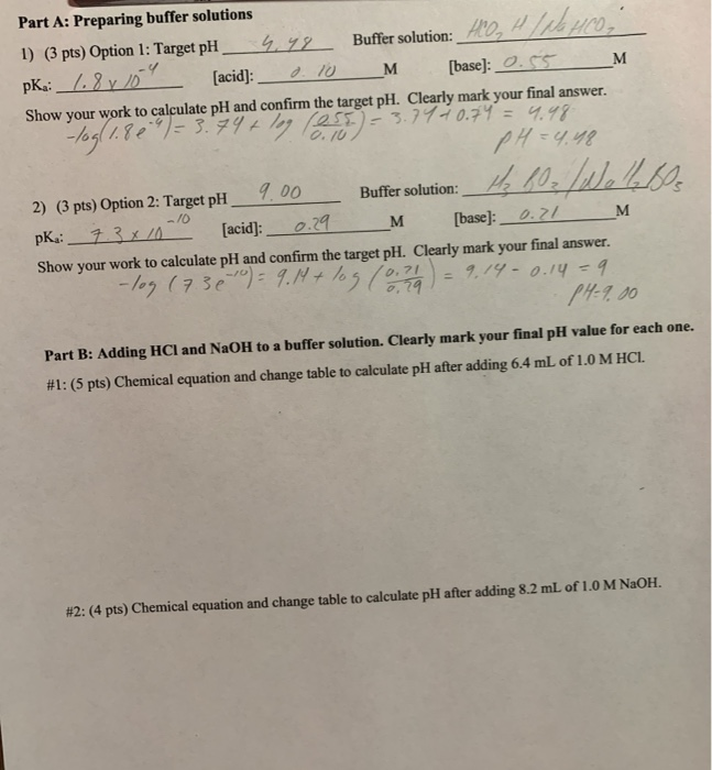 Solved Part B: Calculating pH of a buffer after adding HCl | Chegg.com