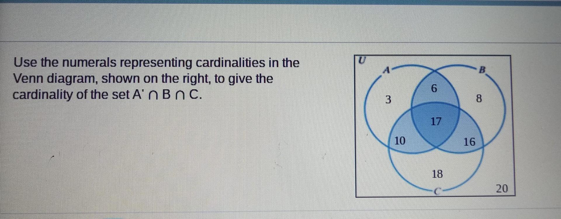 Solved Use the numerals representing cardinalities in the | Chegg.com