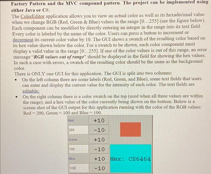 Solved Factory Pattern and the MVC compound pattern. The | Chegg.com