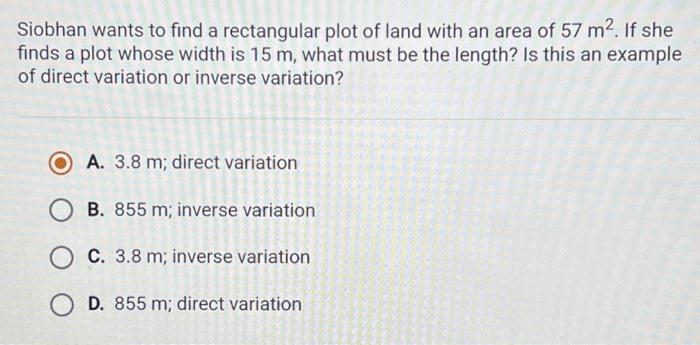 Solved Siobhan wants to find a rectangular plot of land with | Chegg.com