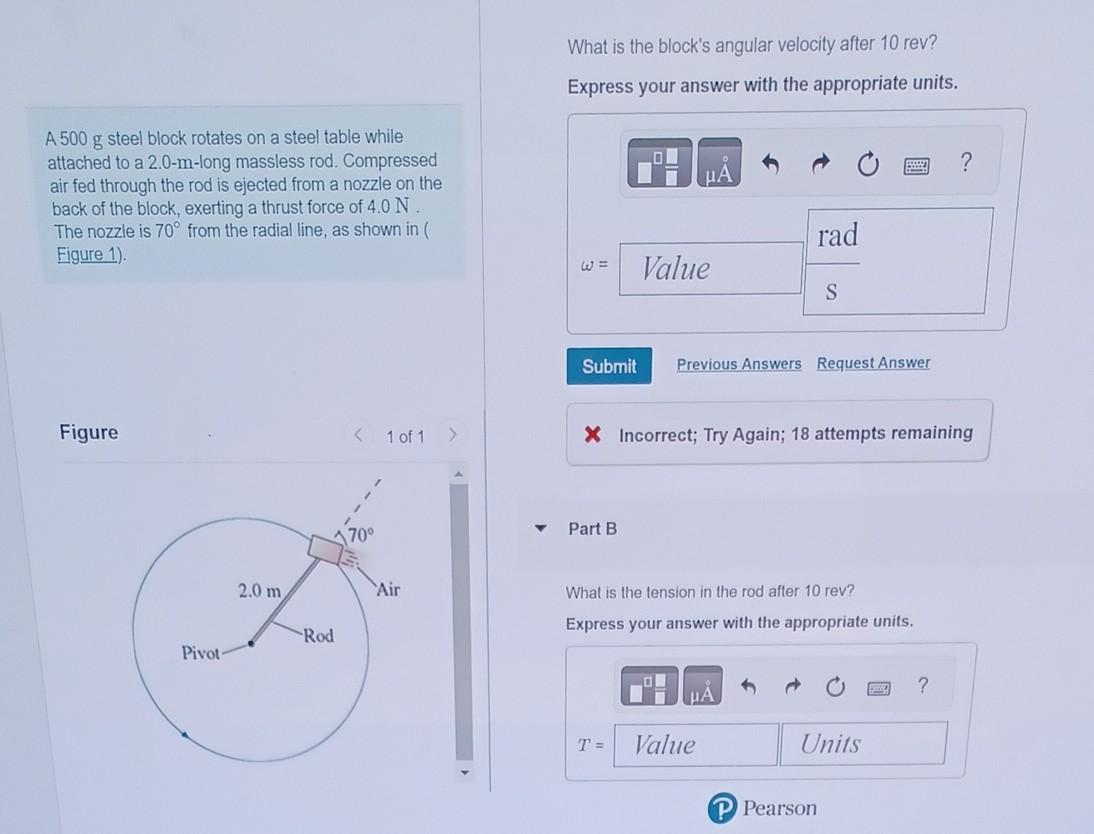 Solved What is the block's angular velocity after 10 rev? | Chegg.com