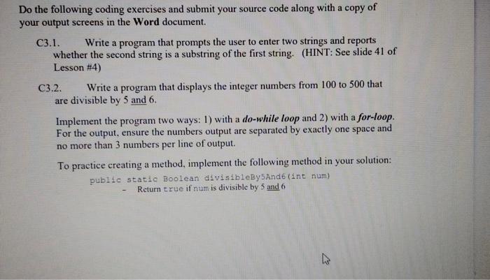 Solved Do the following coding exercises and submit your | Chegg.com