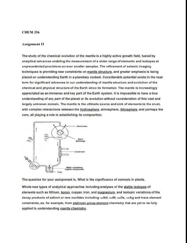 Solved CHEM 336 Assignment 11 The study of the chomical | Chegg.com