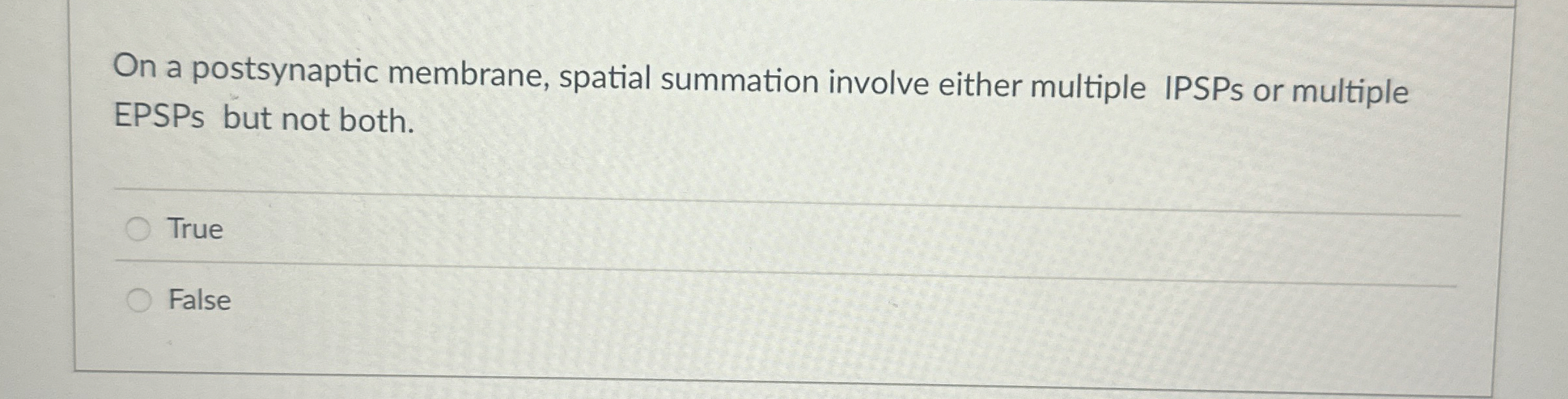 Solved On a postsynaptic membrane, spatial summation involve | Chegg.com