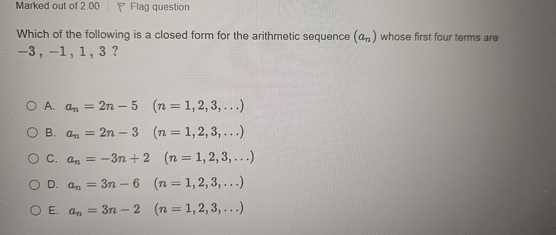 Solved Which of the following is a closed form for the | Chegg.com