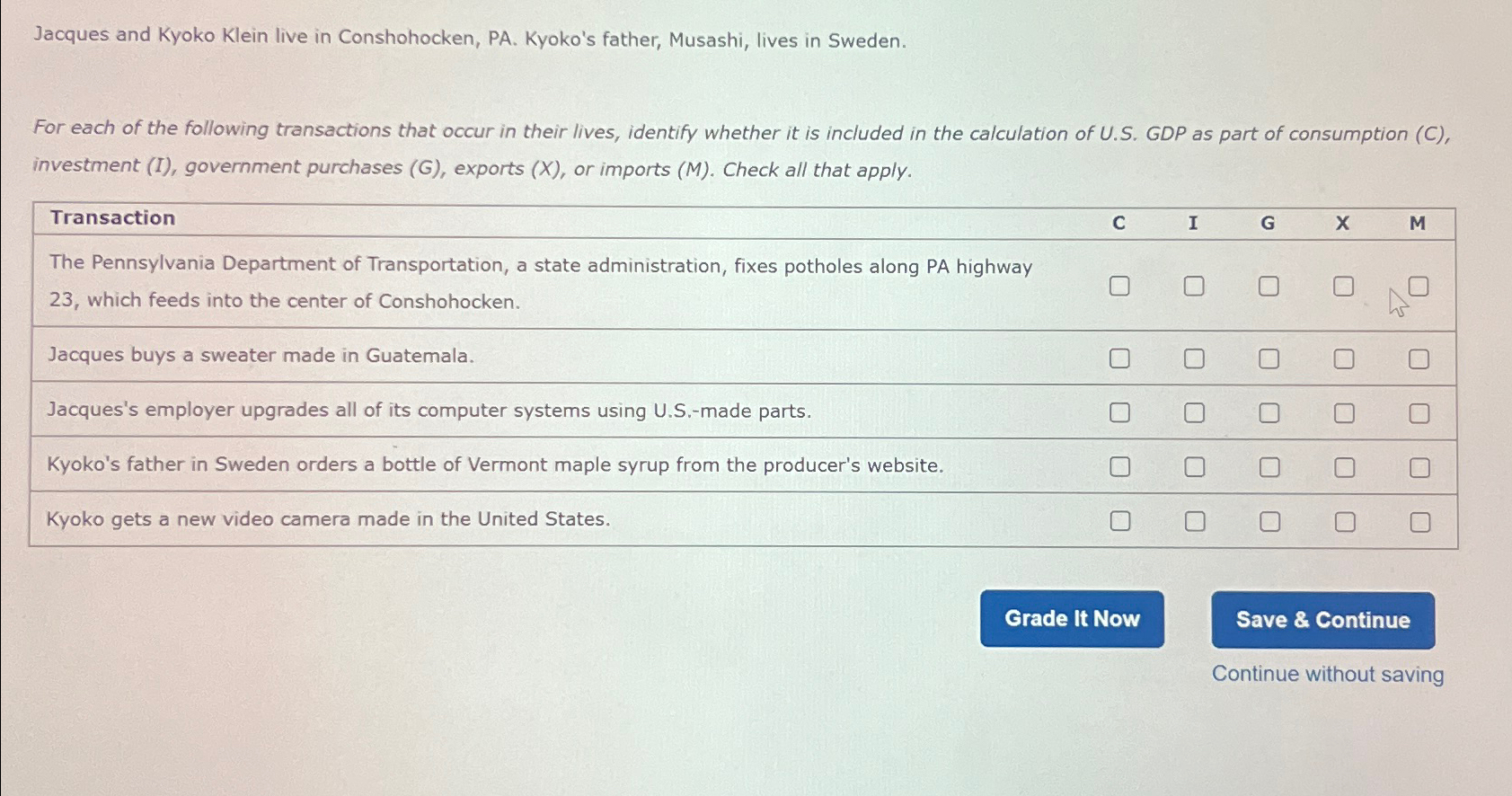 Solved Jacques and Kyoko Klein live in Conshohocken, PA. | Chegg.com