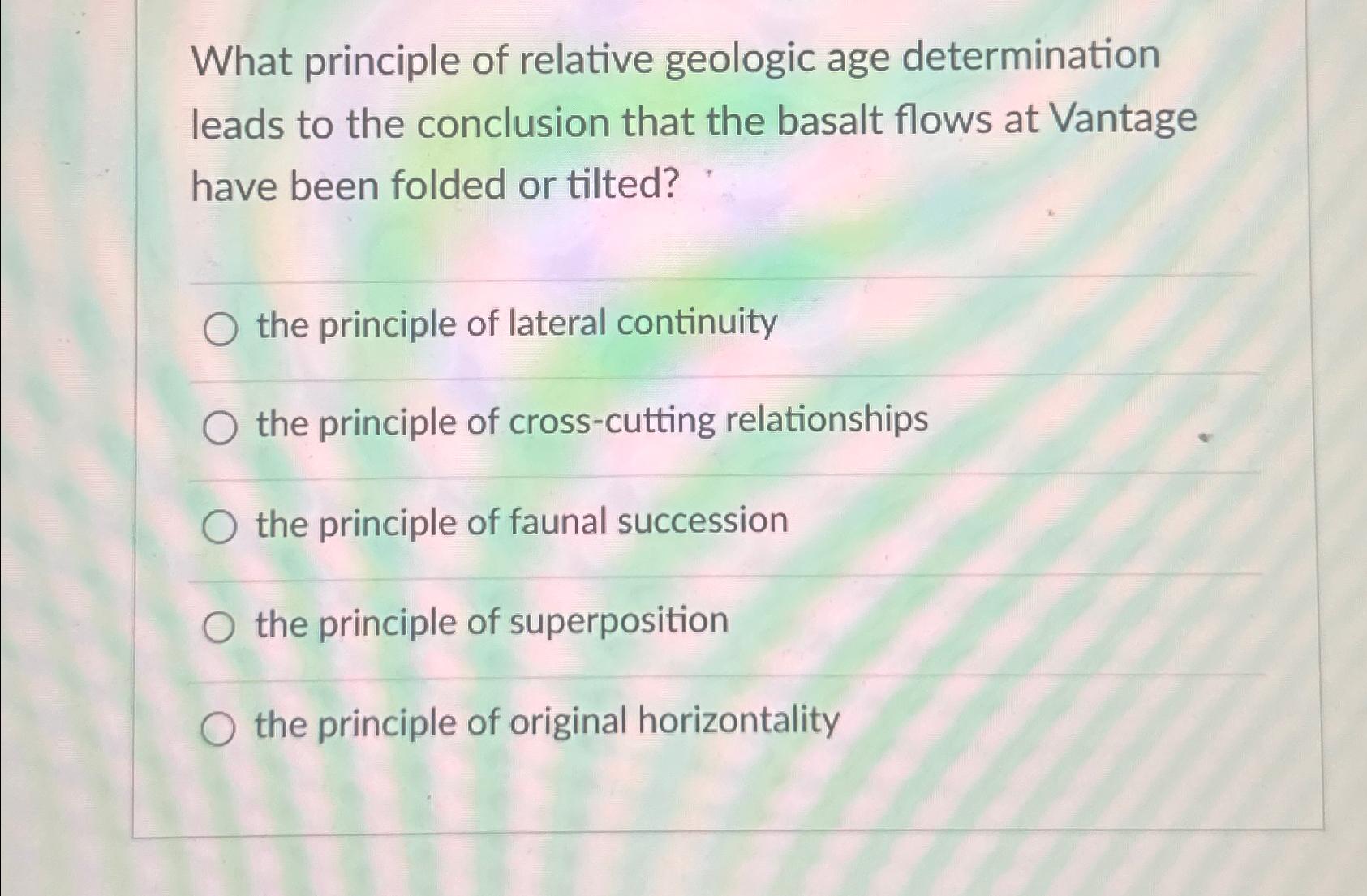 Solved What principle of relative geologic age determination | Chegg.com