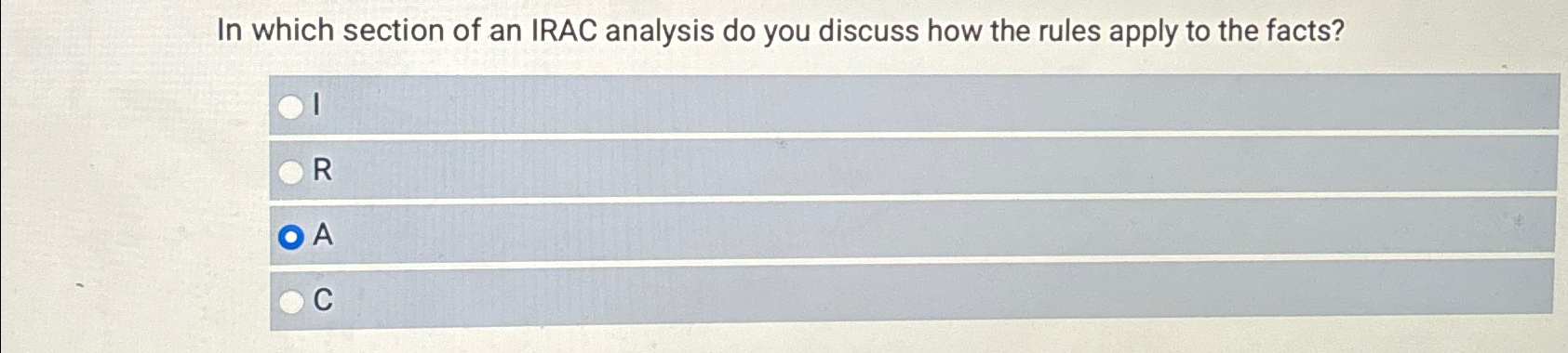 Solved In which section of an IRAC analysis do you discuss | Chegg.com