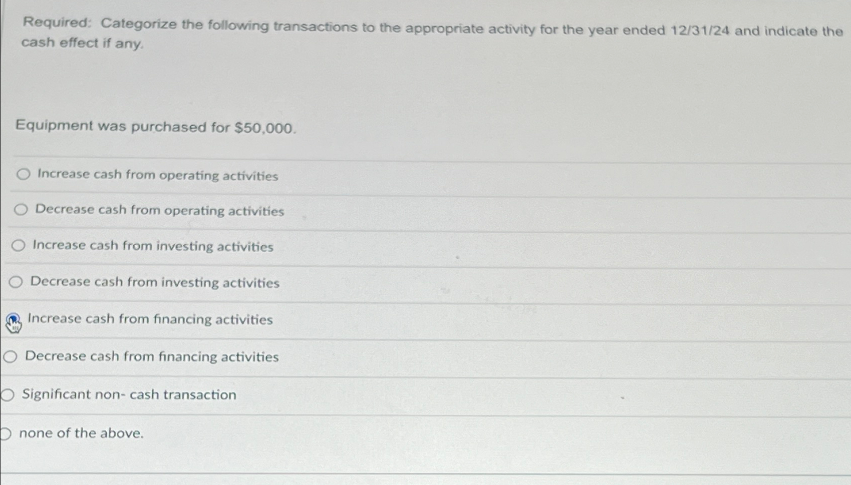 Solved Required: Categorize the following transactions to | Chegg.com