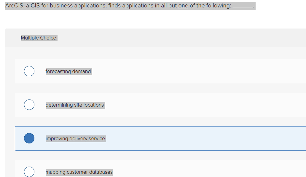 Solved ArcGIS, a GIS for business applications, finds | Chegg.com