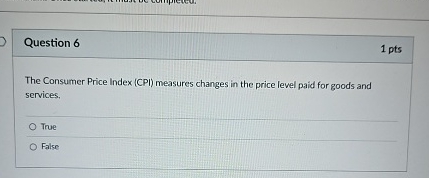 Solved Question 61 ﻿ptsThe Consumer Price Index (CPI) | Chegg.com