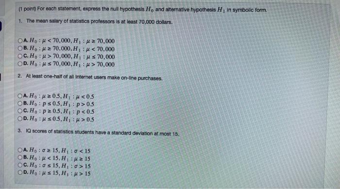 Solved (1 point) For each statement, express the nuil | Chegg.com