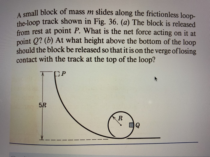 Solved a small block of mass m slides along the frictionless | Chegg.com