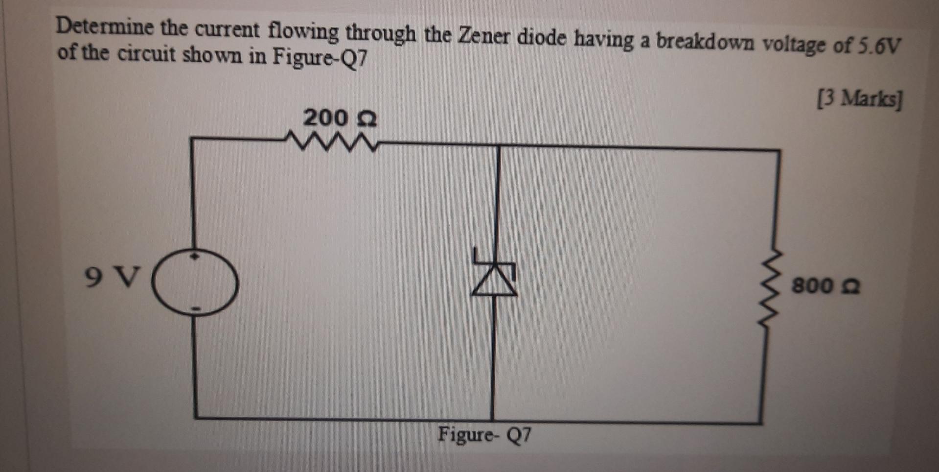 Solved Determine the current flowing through the Zener diode | Chegg.com