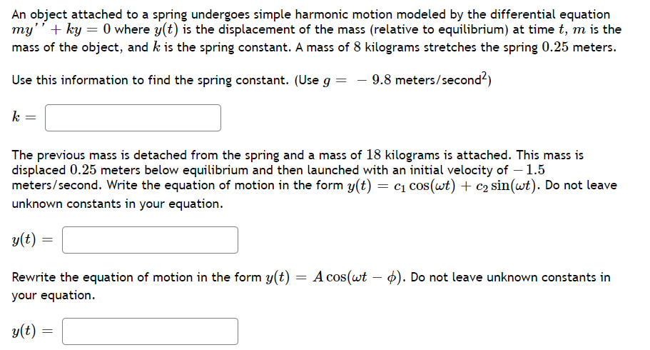 Solved An object attached to a spring undergoes simple | Chegg.com
