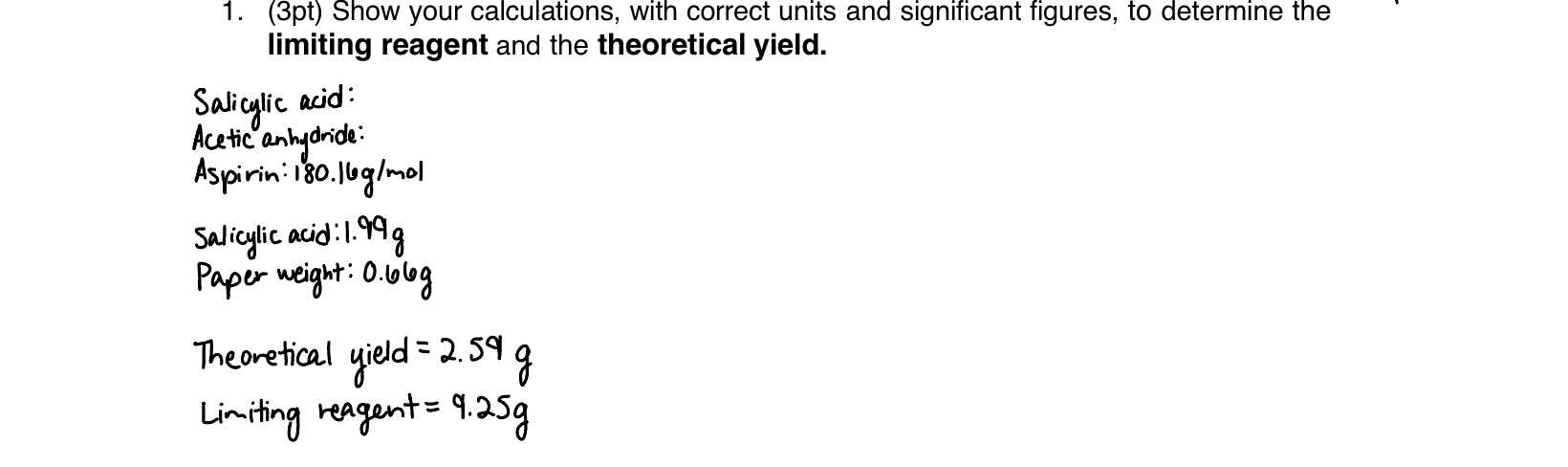 Solved (3pt) ﻿Show your calculations, with correct units and | Chegg.com