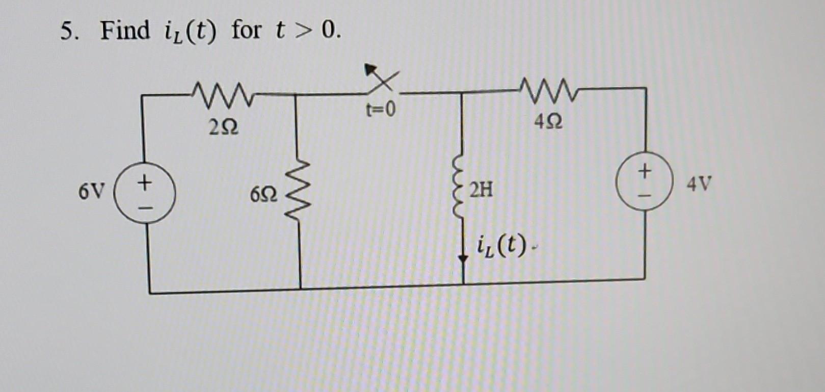 Solved 5. Find iL(t) for t>0. | Chegg.com