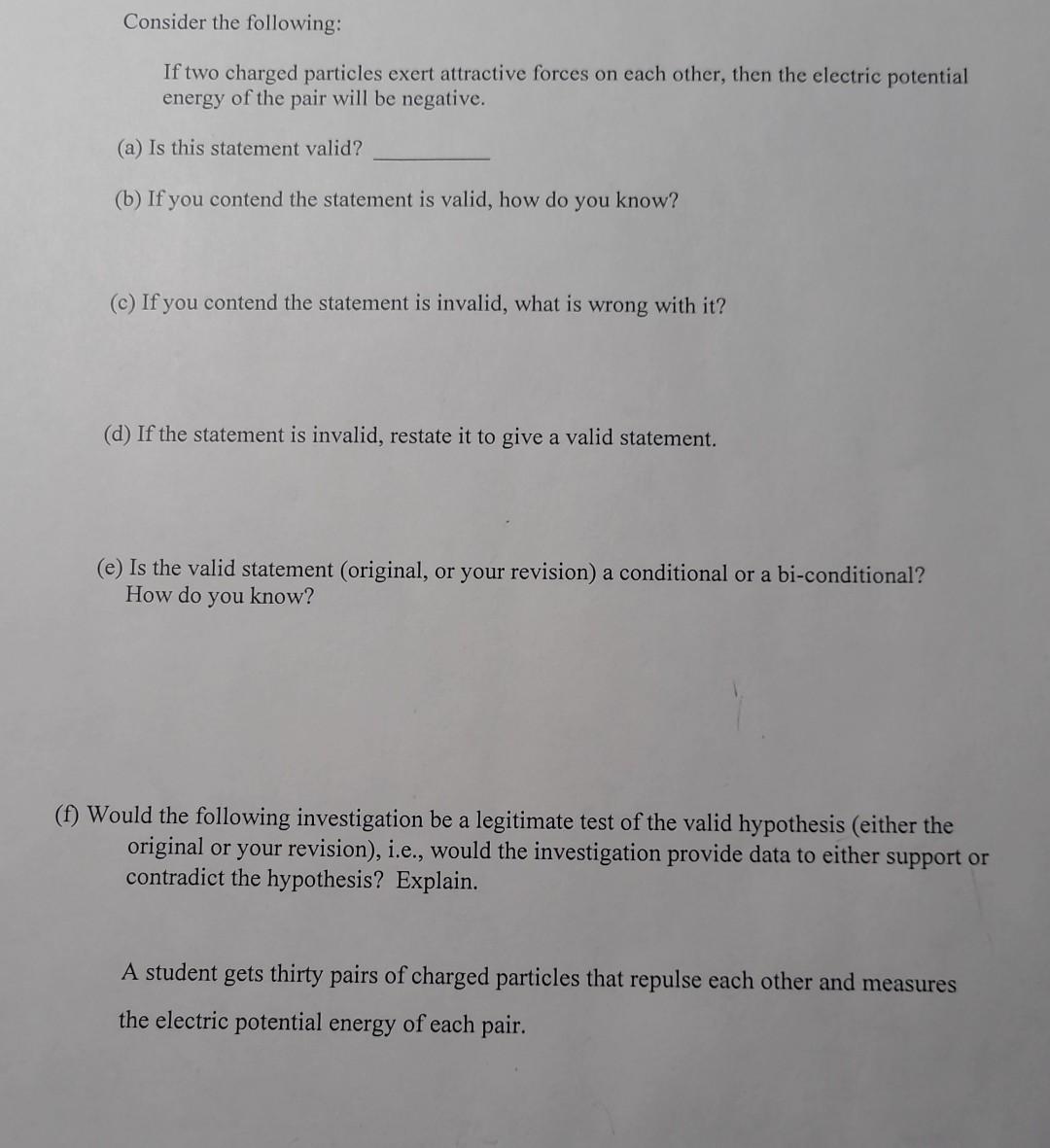 Solved Consider the following: If two charged particles | Chegg.com