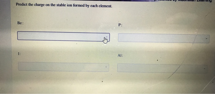Solved Predict the charge on the stable ion formed by each | Chegg.com