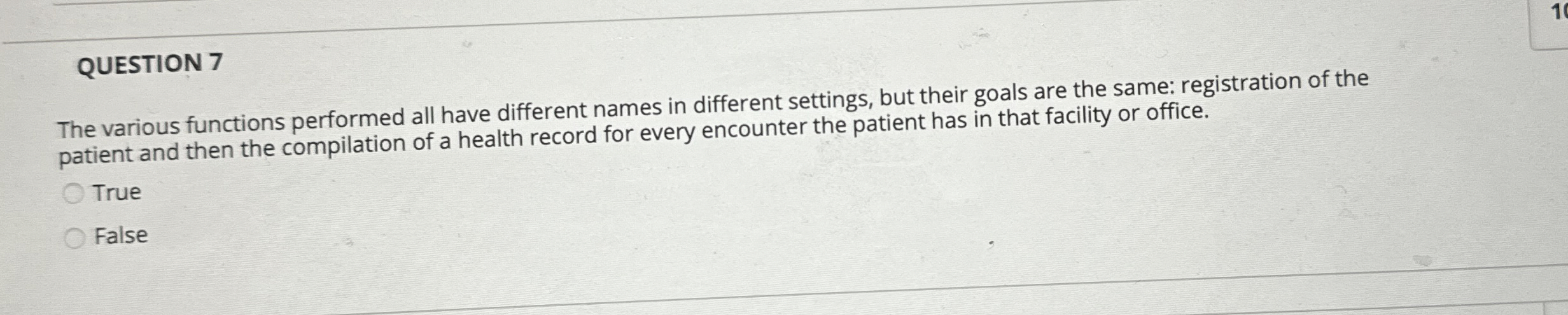 Solved QUESTION 7The various functions performed all have | Chegg.com