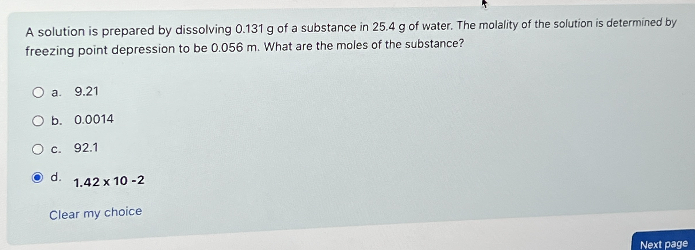 Solved A solution is prepared by dissolving 0.131 ﻿g of a | Chegg.com