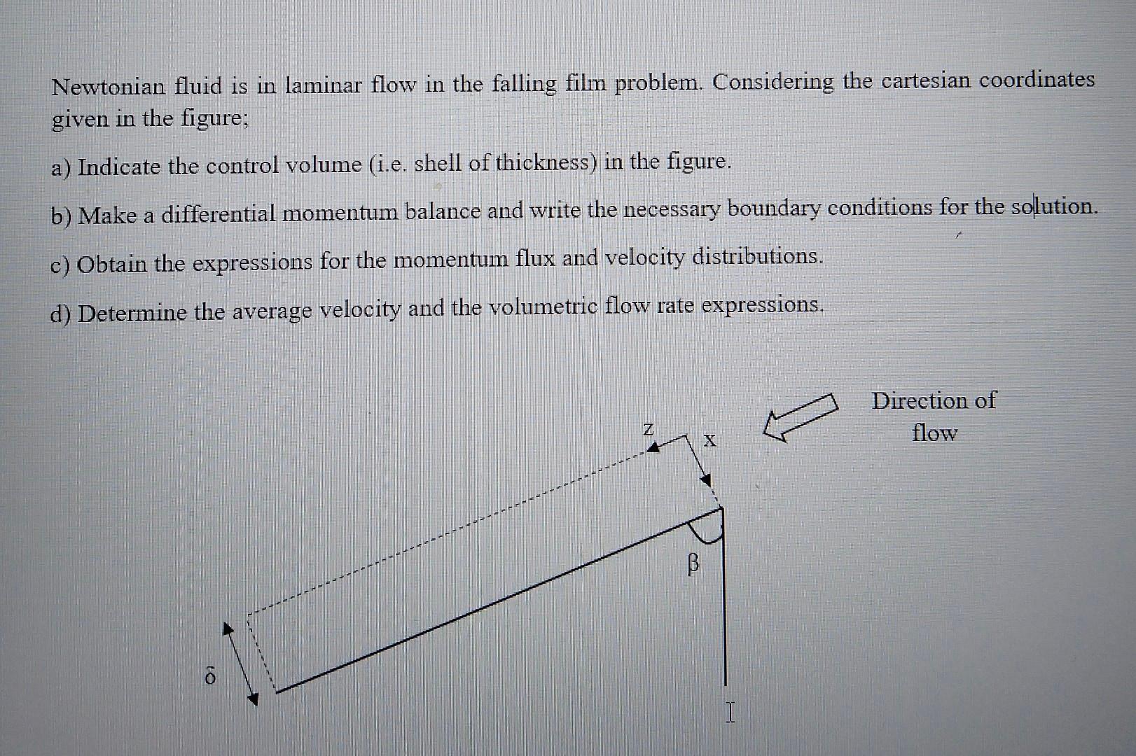Solved Newtonian fluid is in laminar flow in the falling | Chegg.com