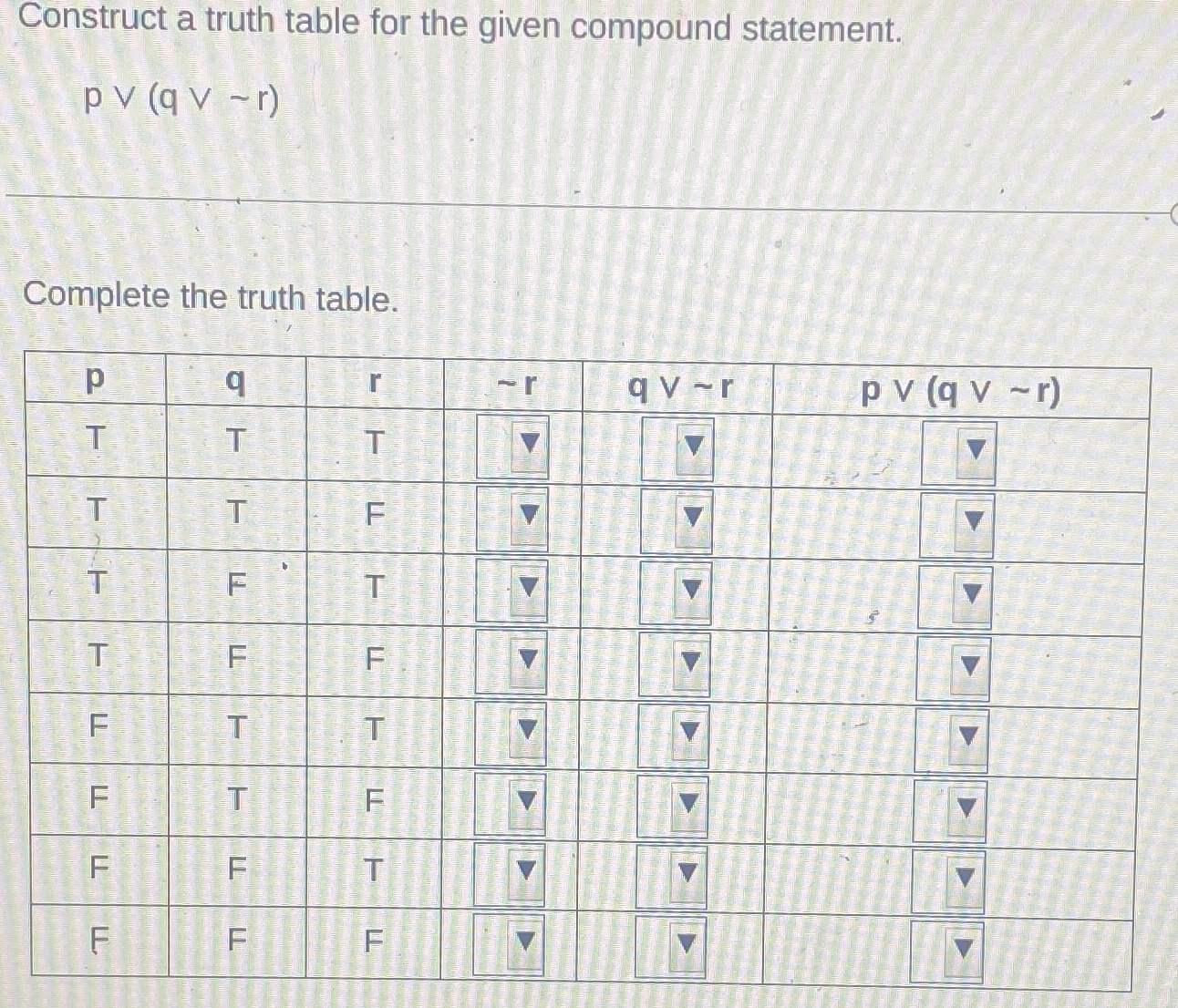 Construct a truth table for the given compound | Chegg.com