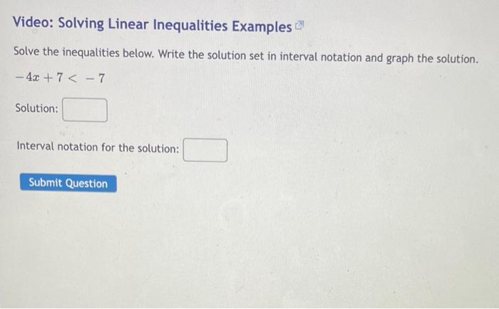 Solved Video: Introduction to Linear Inequality Graph the | Chegg.com