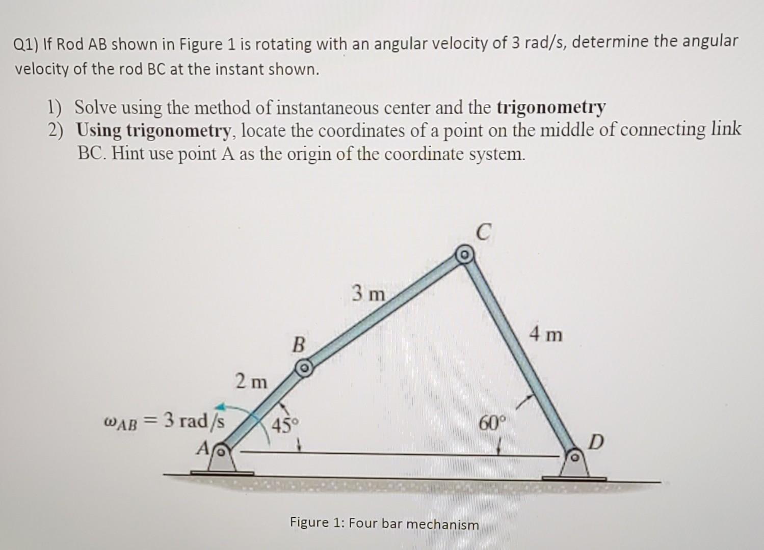 Solved Q1) If Rod AB shown in Figure 1 is rotating with an | Chegg.com