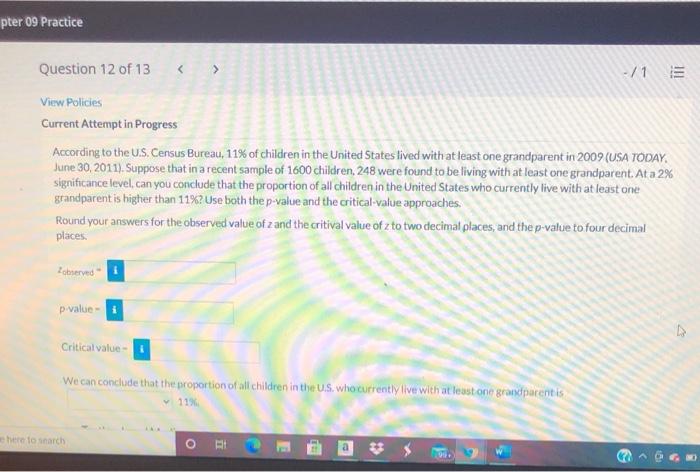 Solved pter 09 Practice Question 12 of 13 -/1 View Policies | Chegg.com Solved pter 09 Practice Question 12 of 13 -/1 View Policies | Chegg.com
