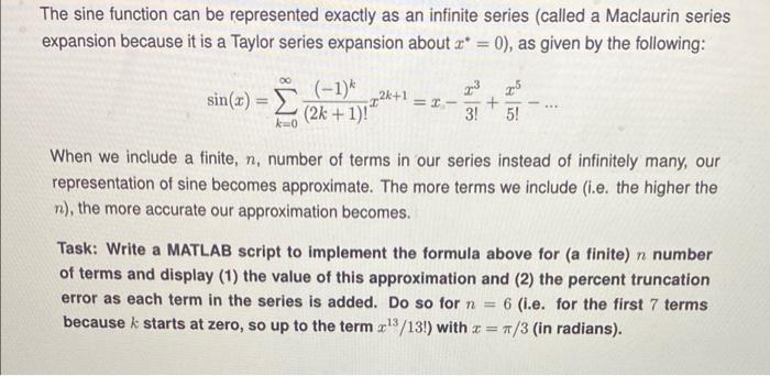 Solved The sine function can be represented exactly as an | Chegg.com