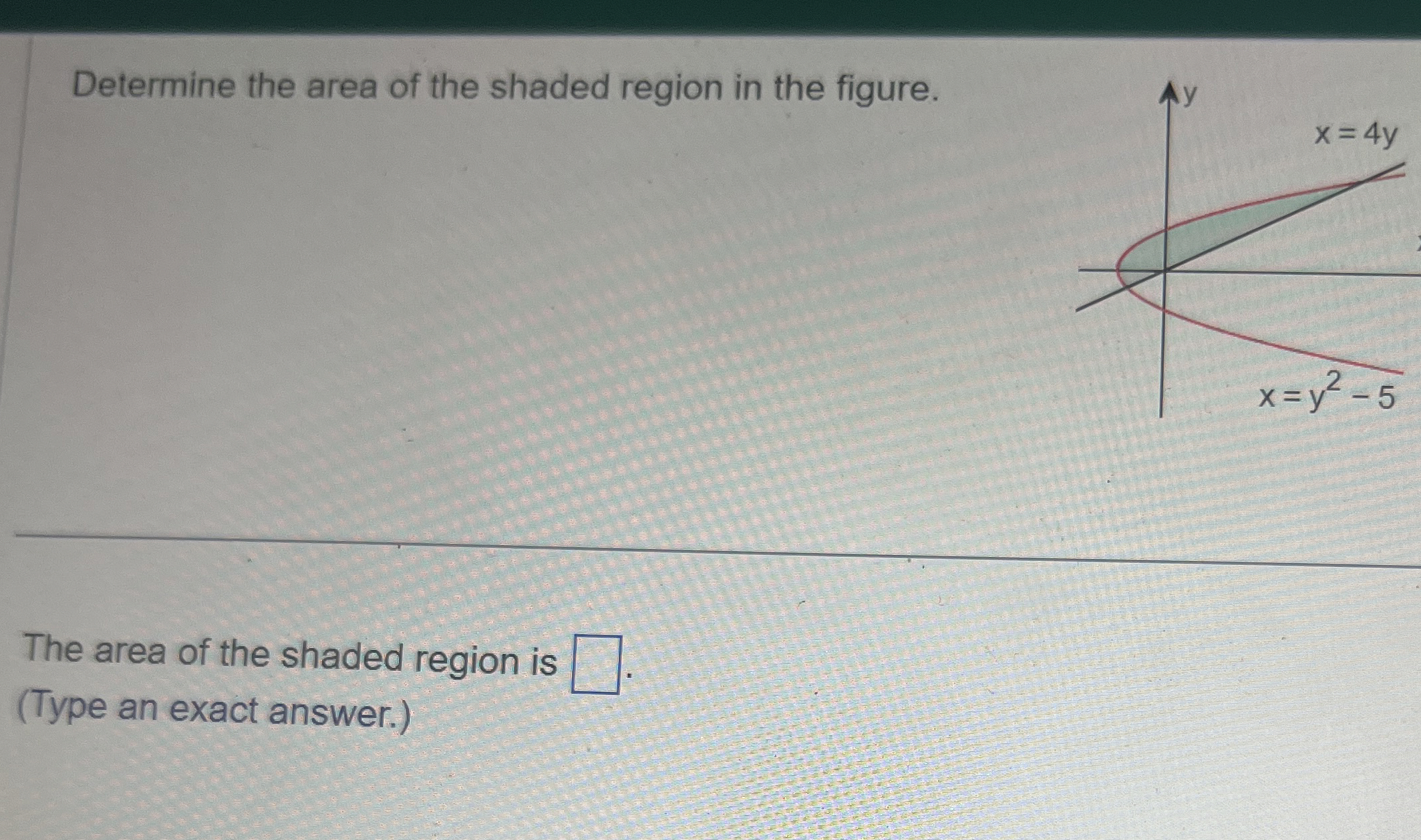 Solved Determine the area of the shaded region in the | Chegg.com