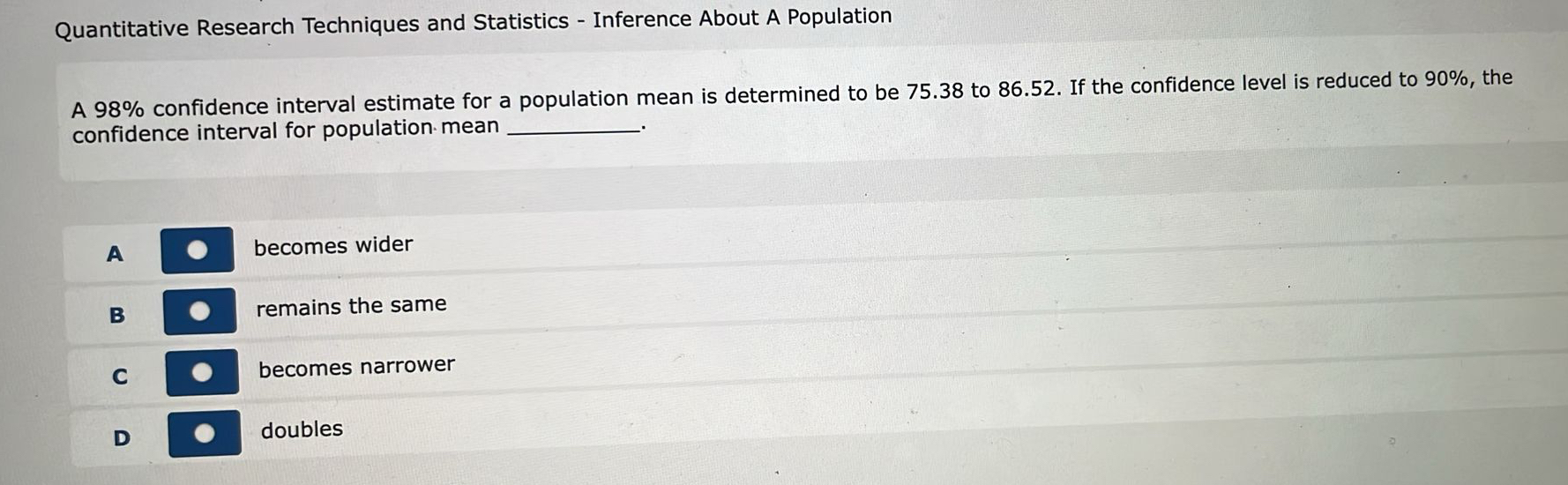 Solved Quantitative Research Techniques and Statistics - | Chegg.com