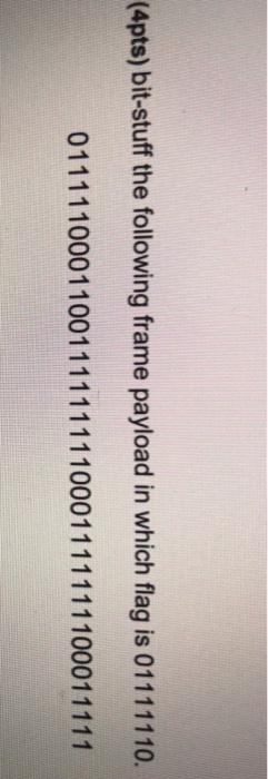 Solved (4pts) bit-stuff the following frame payload in which | Chegg.com