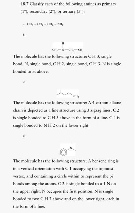 Solved 18.7 Classify each of the following amines as primary | Chegg.com