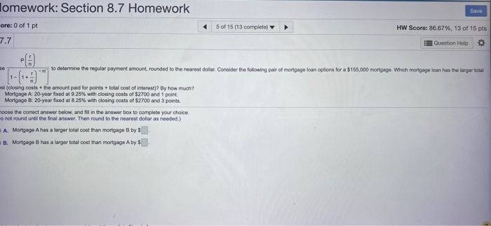 Solved Save lomework: Section 8.7 Homework ore: 0 of 1 pt | Chegg.com