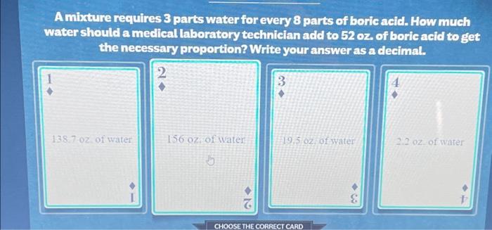 Solved A mixture requires 3 parts water for every 8 parts of | Chegg.com