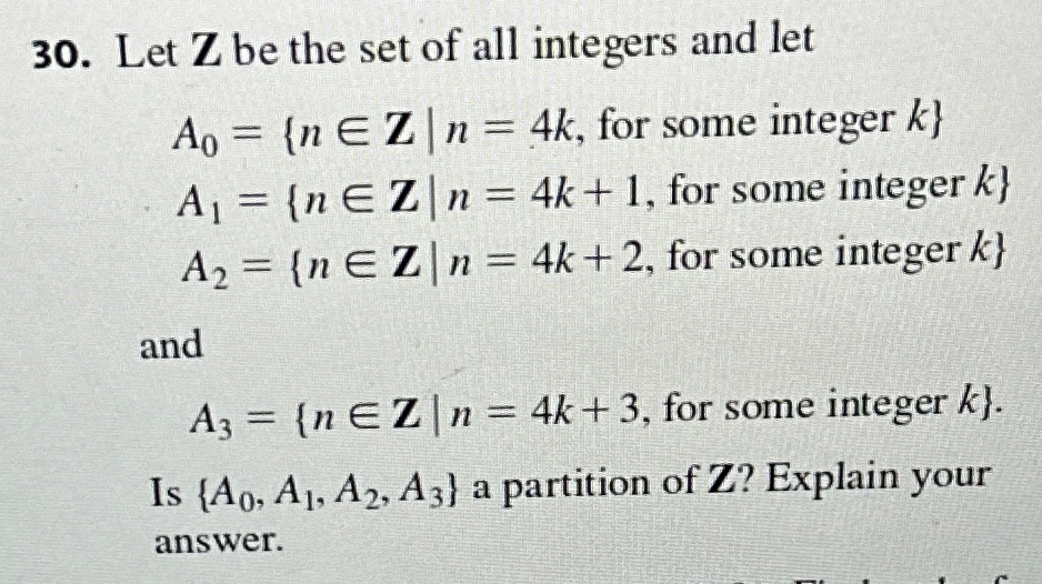 Solved Let Z ﻿be the set of all integers and let , ﻿for some | Chegg.com
