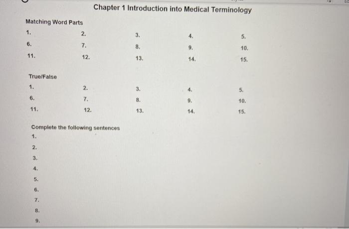 Chapter 1 Introduction into Medical Terminology | Chegg.com