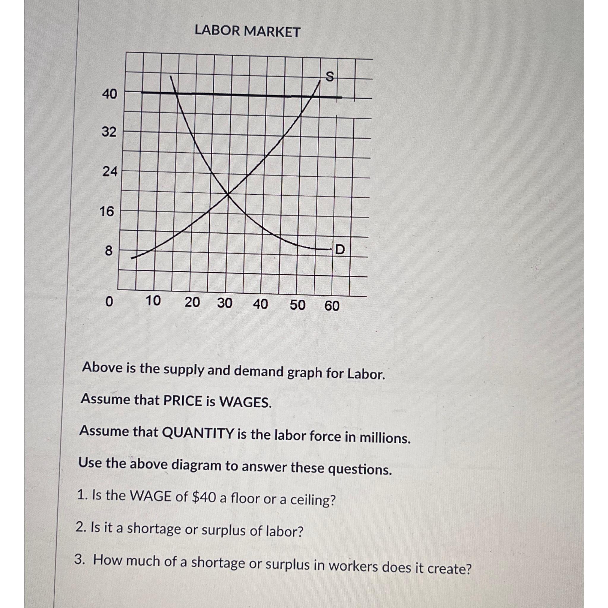 Solved LABOR MARKETAbove is the supply and demand graph for | Chegg.com