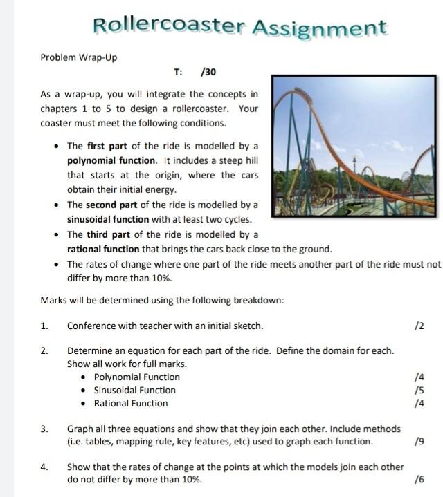 Solved Rollercoaster Assignment Problem Wrap-Up T: /30 As a | Chegg.com