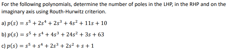 Solved For the following polynomials, determine the number | Chegg.com